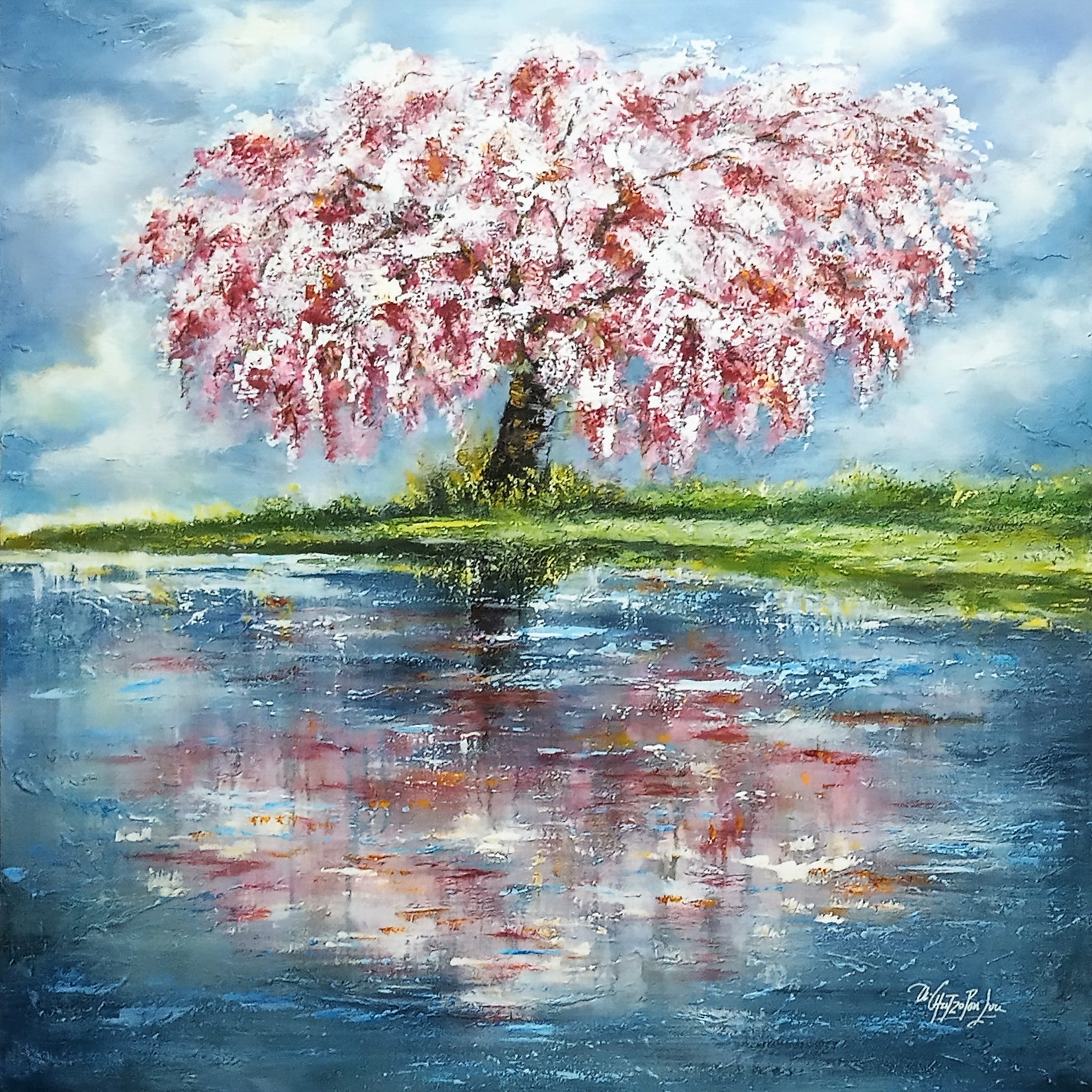 Abstract Tree Painting ''Βy the Lake'' Purple - Etsy