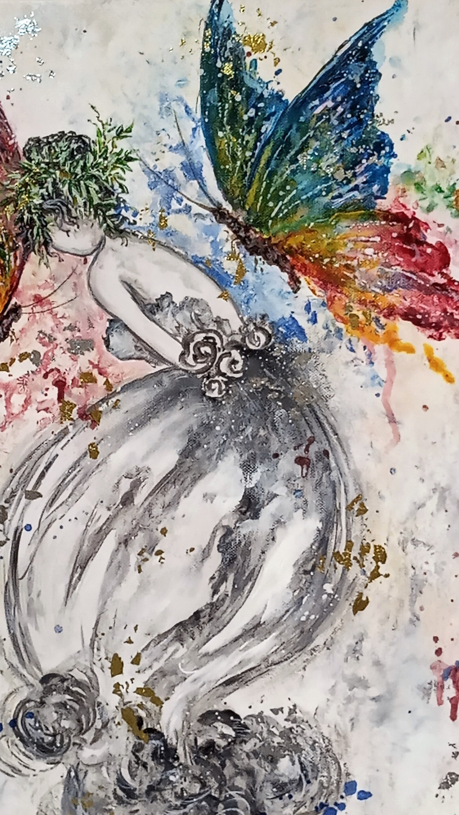 Girl and Butterflies Absrtact Whimsical Figure Art Original - Etsy