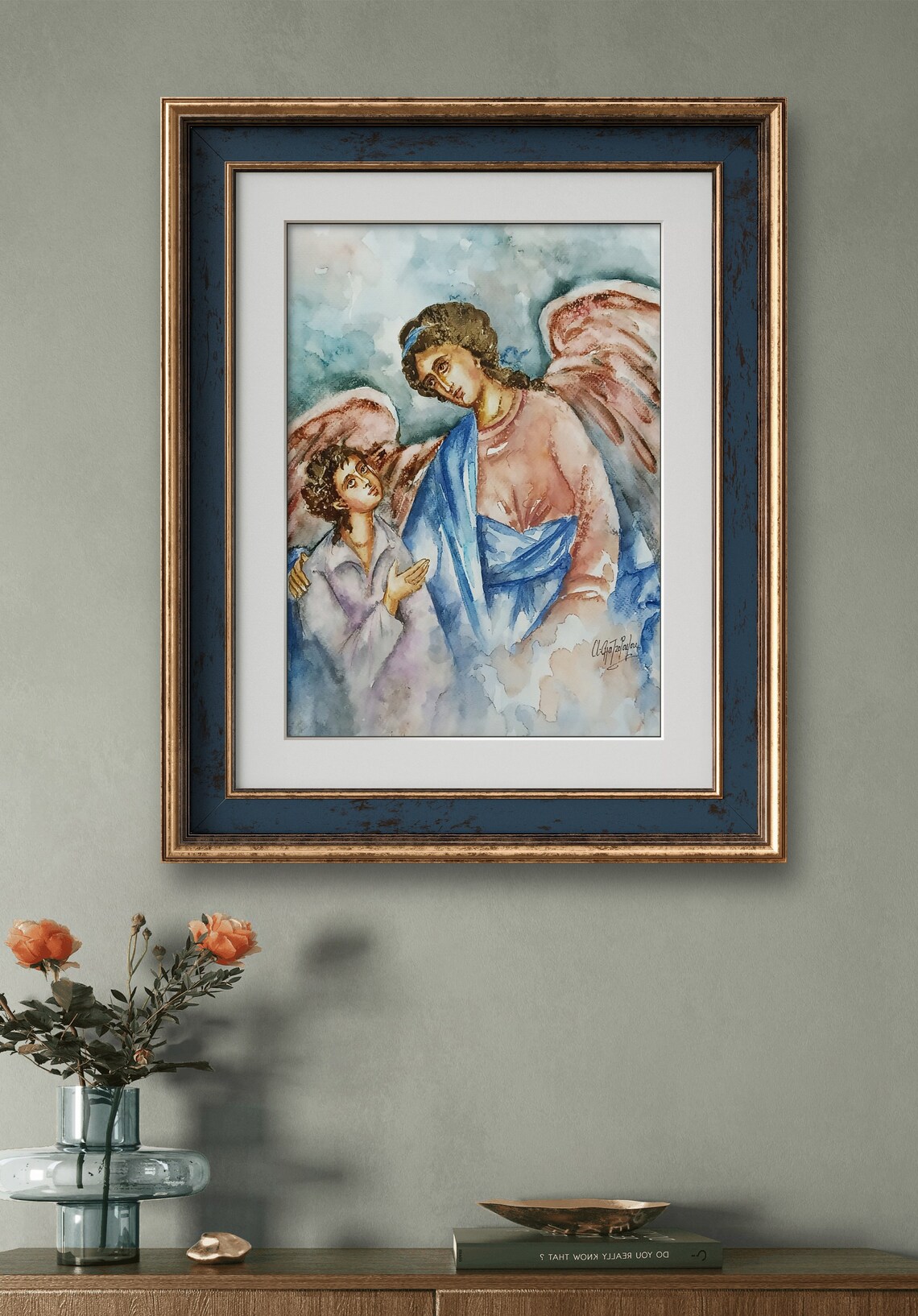 The Angel and Child, Loose Impressionistic Watercolor Art, Original ...