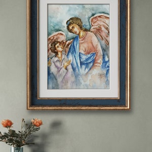 The Angel and Child, Loose Impressionistic Watercolor Art, Original ...