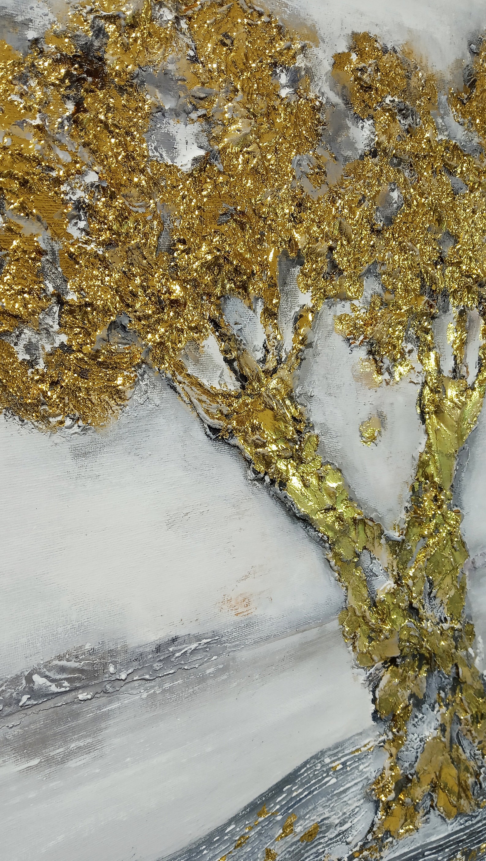 Golden Olive Tree, Original Abstract Acrylic Gold Painting, Gold Tree ...