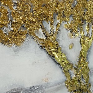Golden Olive Tree, Original Abstract Acrylic Gold Painting, Gold Tree ...