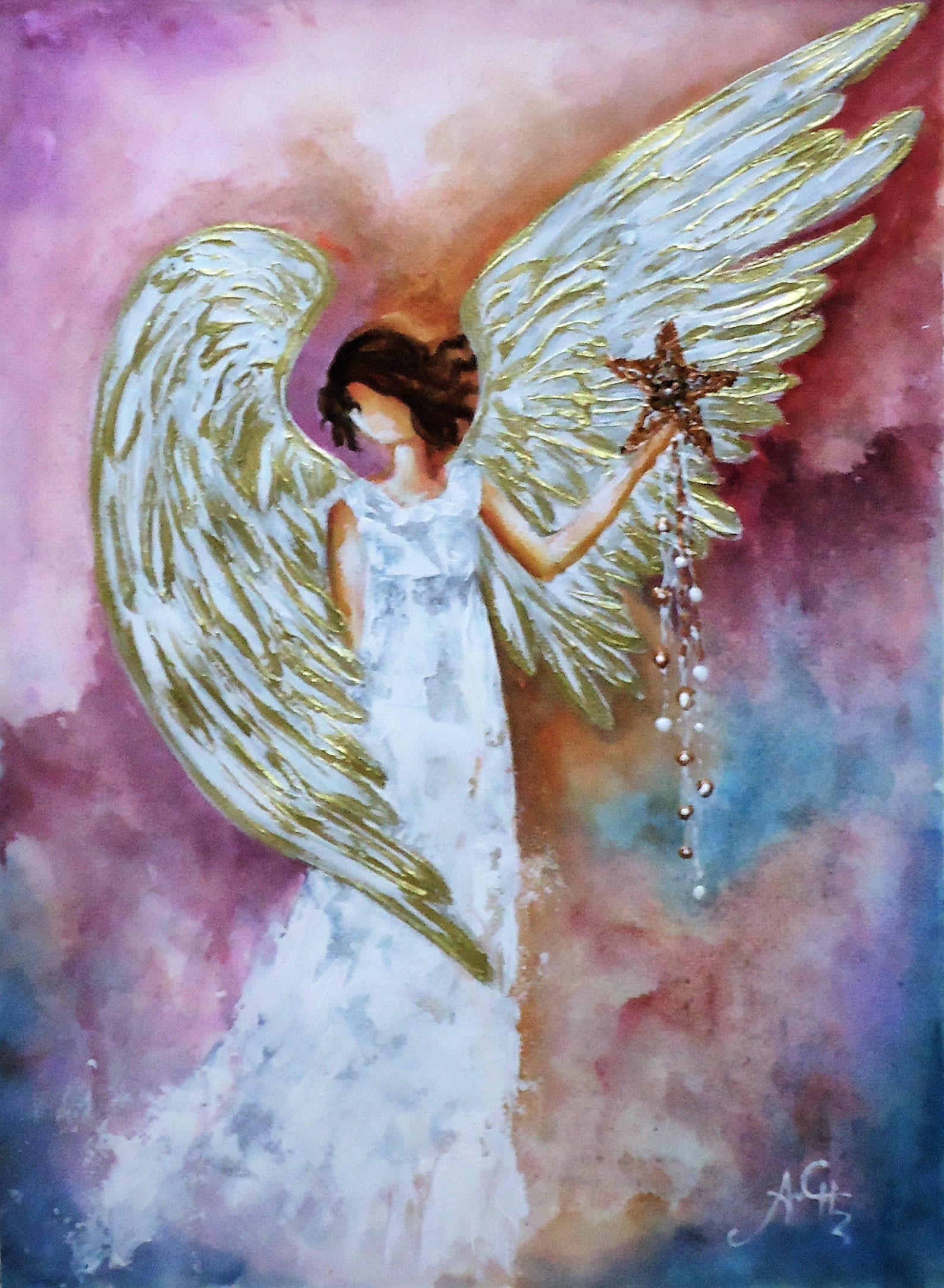 Angel Painting Original Abstract Angel Art Guardian Angel Art - Etsy