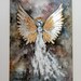 Abstract White Angel, OOAK Watercolor Gouache Angel Art, 22k Pinkgold ...