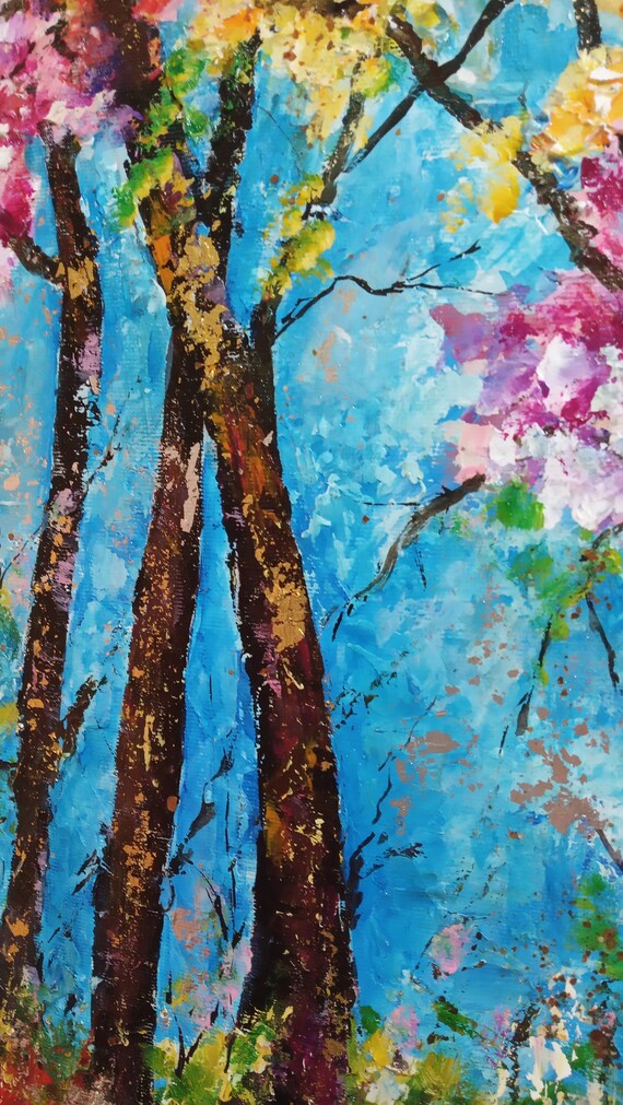 Easy Acrylic Paintings Spring Trees Original Oil Painting Spring Tree