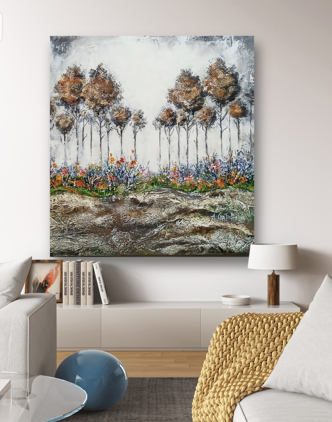 Spring in the Forest Abstract Art Original Acrylic Tree Painting ...