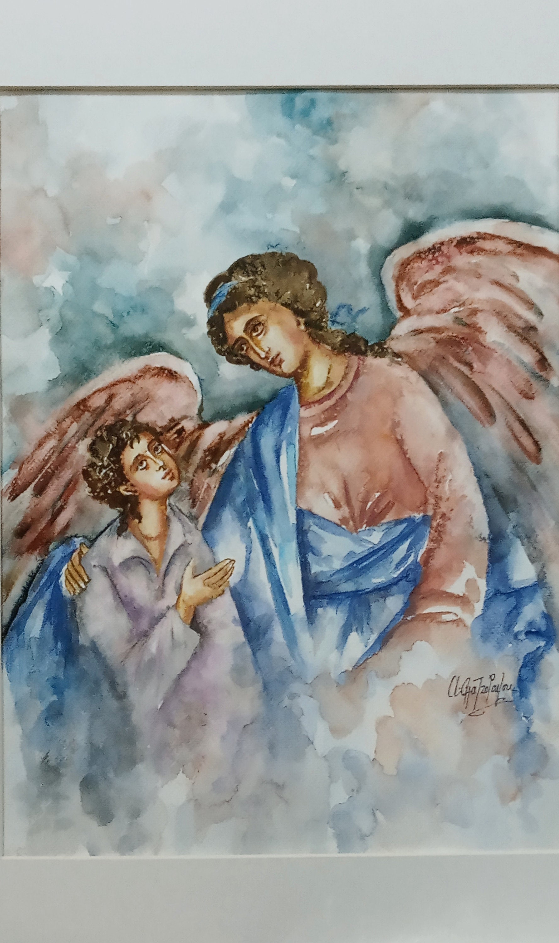 The Angel and Child, Loose Impressionistic Watercolor Art, Original ...