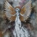 Abstract White Angel, OOAK Watercolor Gouache Angel Art, 22k Pinkgold ...