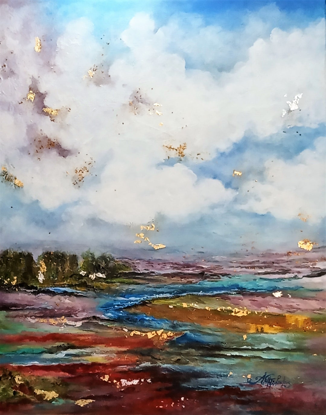 Abstract Landscape Art Water Scene Original Acrylic Painting ...