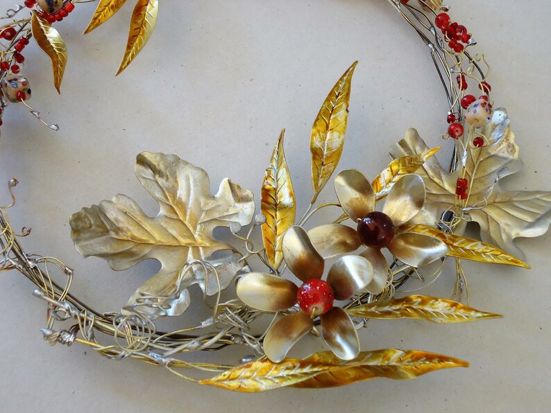 Metal Wall Art,metal Wreath Art,original Metal Wreath and Flower,metal ...