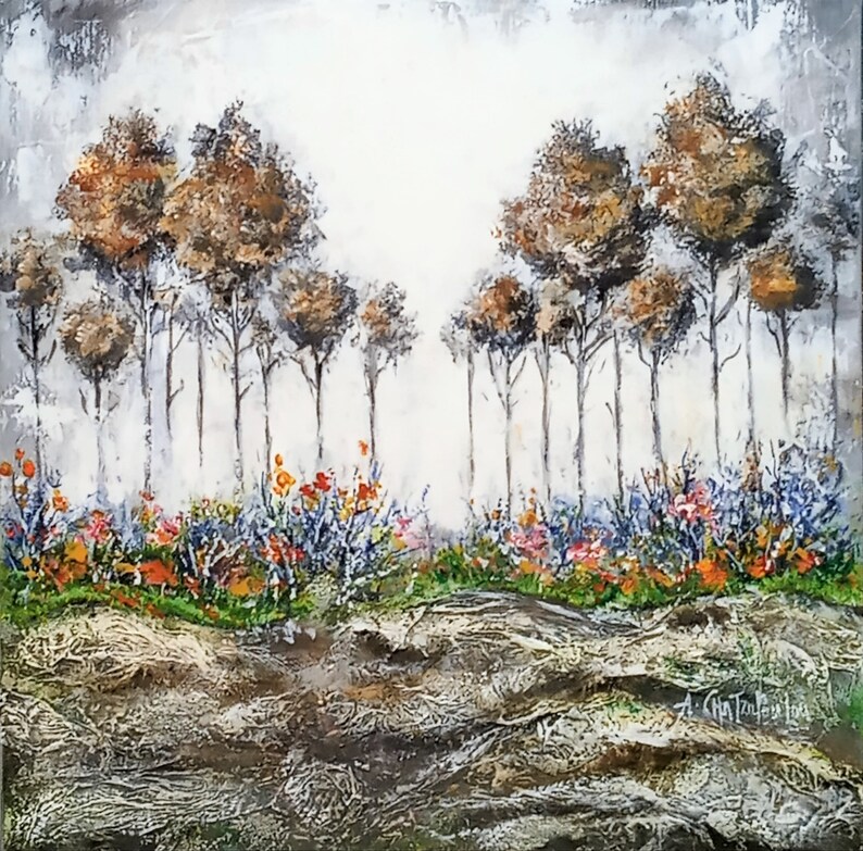 Spring in the Forest Abstract Art Original Acrylic Tree Painting ...