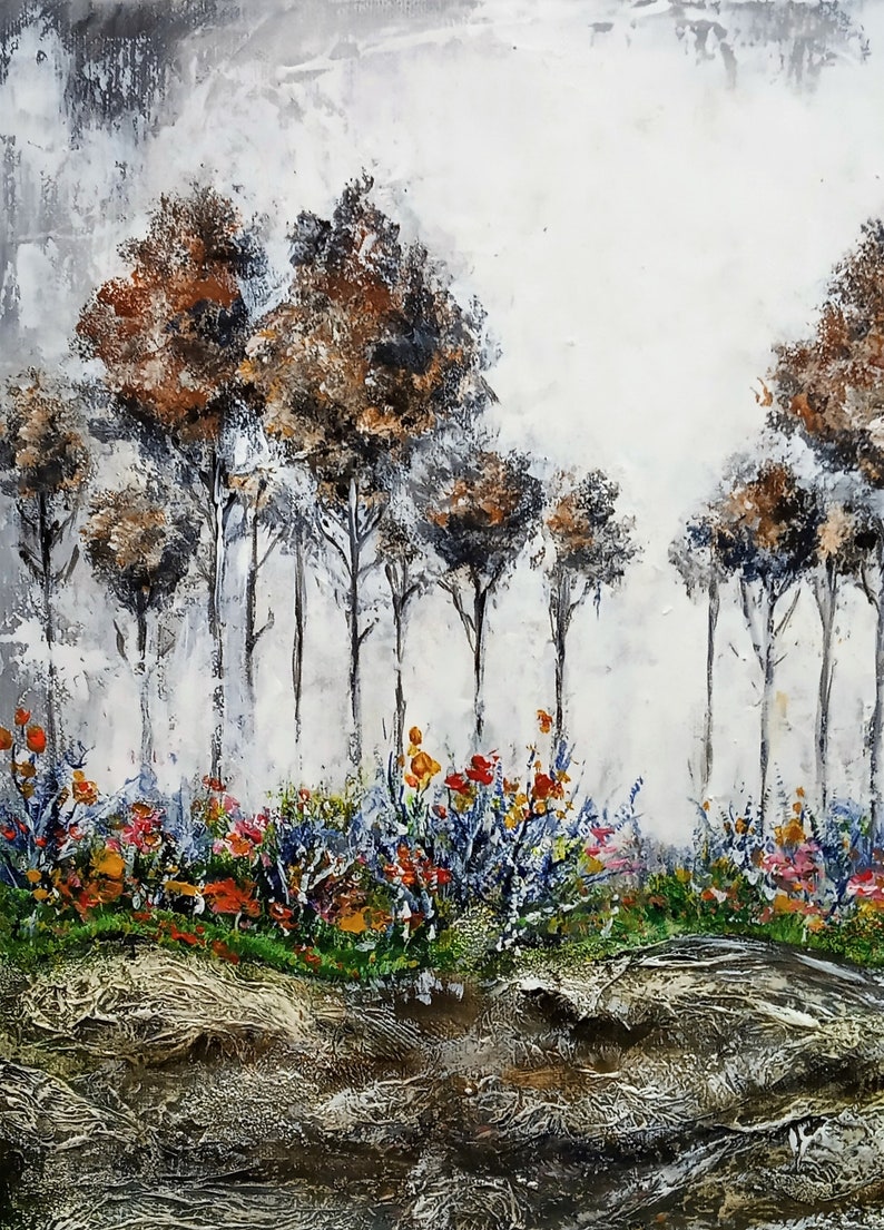 Spring in the Forest Abstract Art Original Acrylic Tree Painting ...