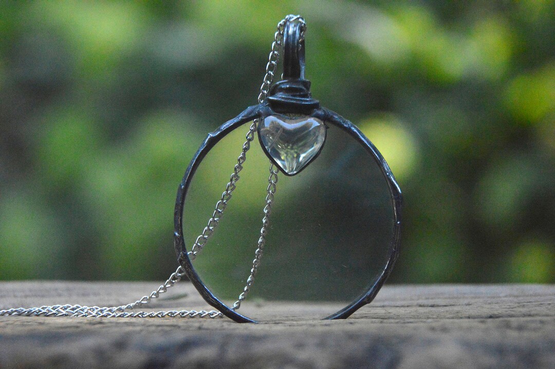 Magnifier Pendant , Magnifying Necklace , Loupe Necklace , Glass Heart ...