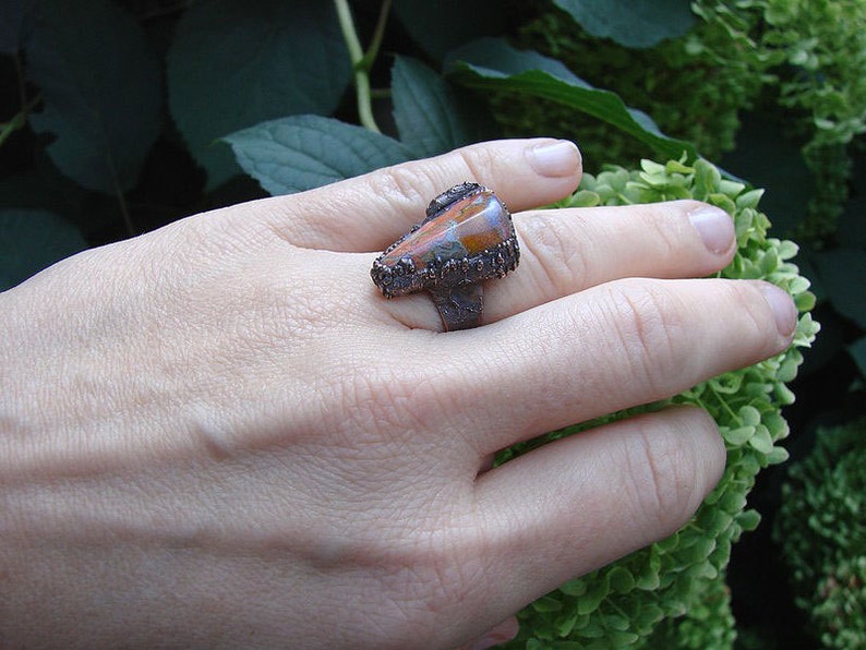 Unakite Jasper Electroforming Ring Boho Electroformed Ring - Etsy