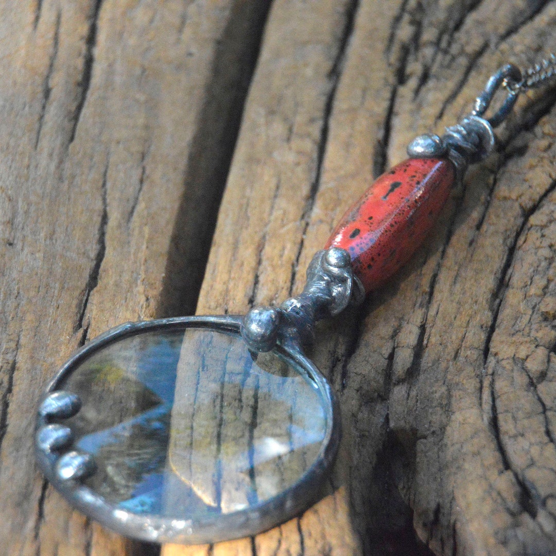 Red Ceramic Loupe Magnifier Glass Pendant Red Glass Loupe Magnifying ...