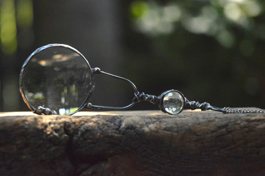 Gothic Magnifier Glass Ball Loupe Pendant Clear Glass Loupe Magnifying ...