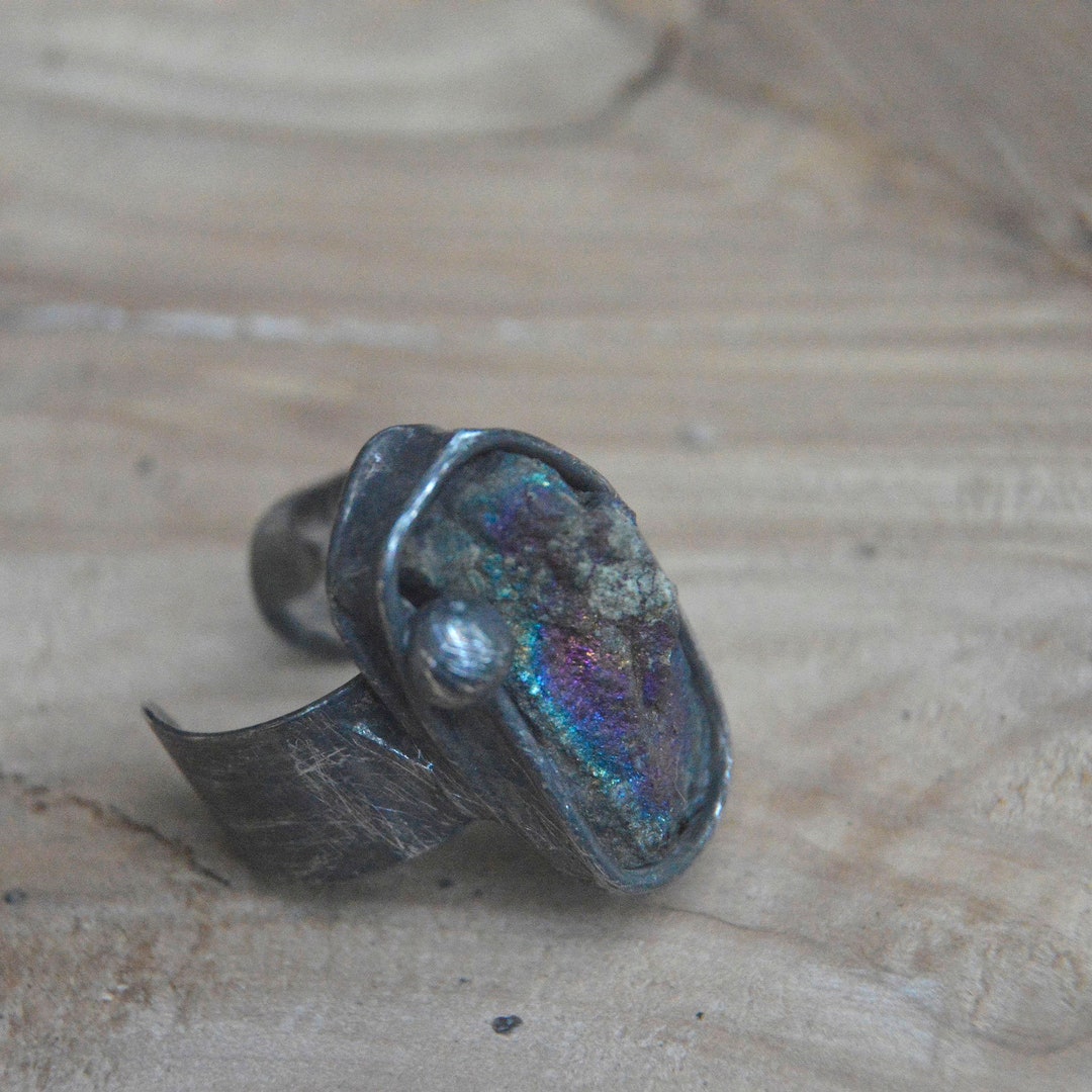 Chalcopyrite Ring Rainbow Ring Metalwork Ring Chalkopyrite Jewelry ...