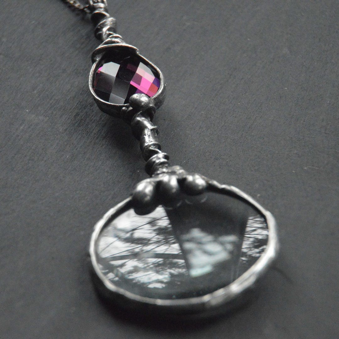 Purple Faceted Crystal Magnifying Glass Pendant Purple Violeth Glass ...