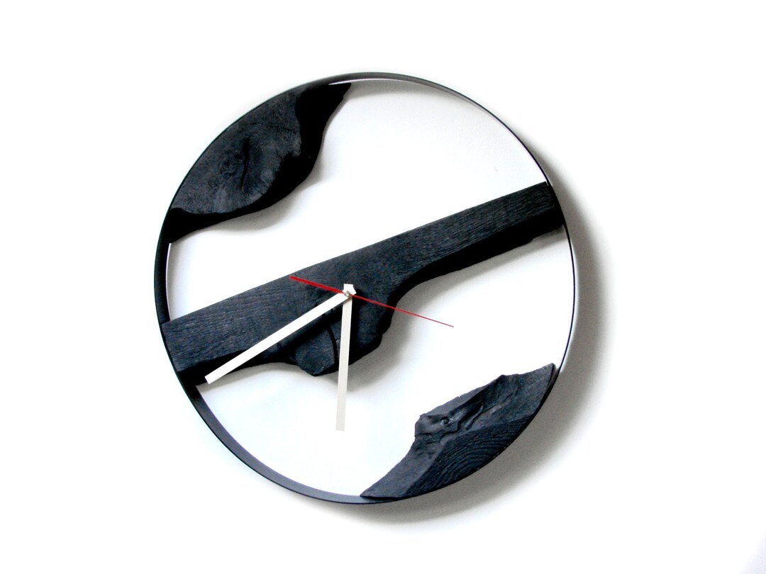Loft Clock , Oak Clock , Wooden Clock , Large Clock , Black Oak Clock ...