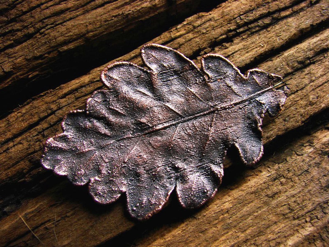 Oak Natural Leaf Electroformed Brooch Metalwork Unique Retro Charms ...