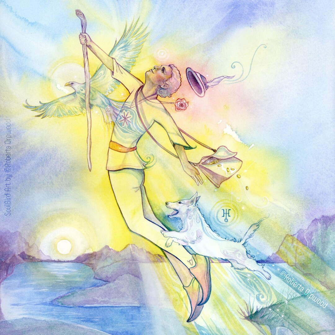 The Fool Tarot Art / Tree of Life Oracle Spiritual Art Print - Etsy