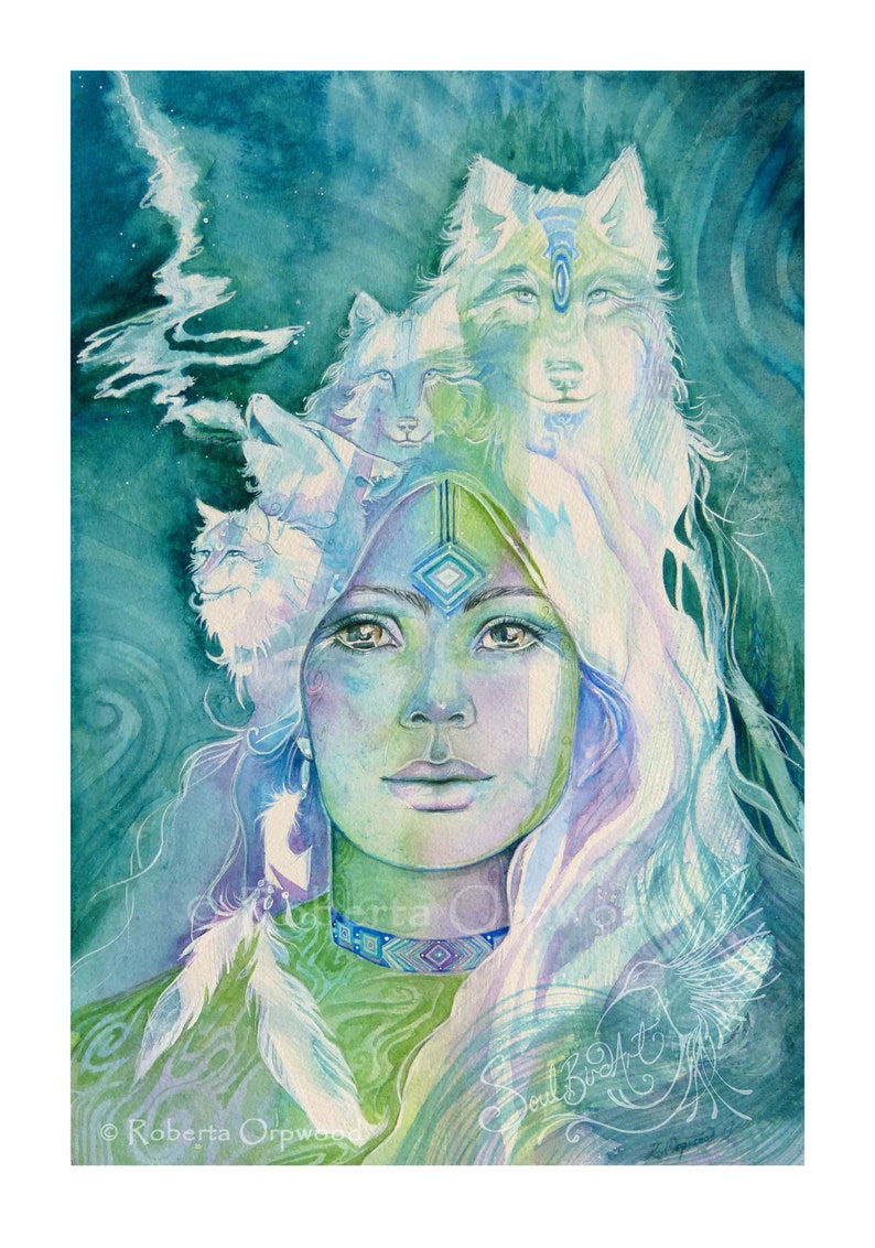 Wolf Shaman Shamanic Art Print - Etsy UK