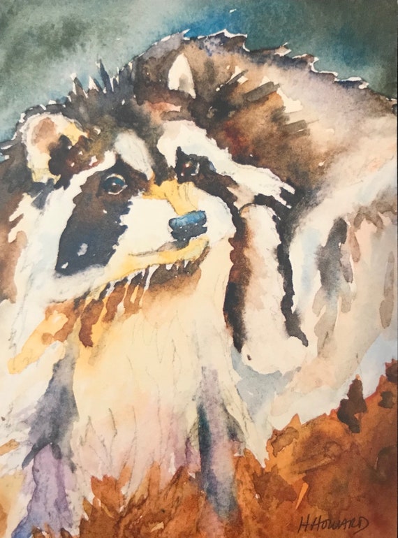 Raccoon Watercolor Painting Art Print Wildlife Art Nature | Etsy