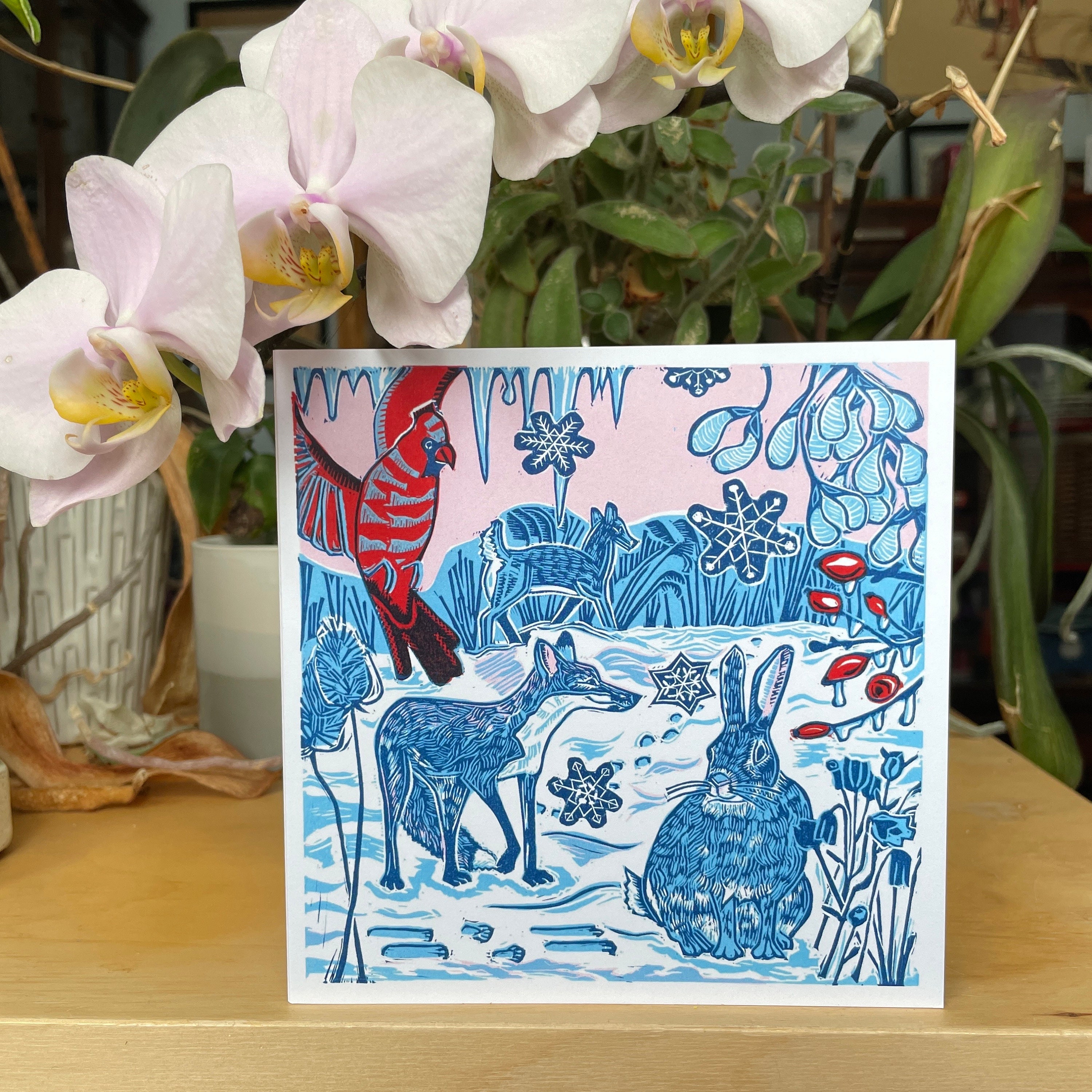 Winter Greetings Single Blank Greeting Card With Envelope - Etsy
