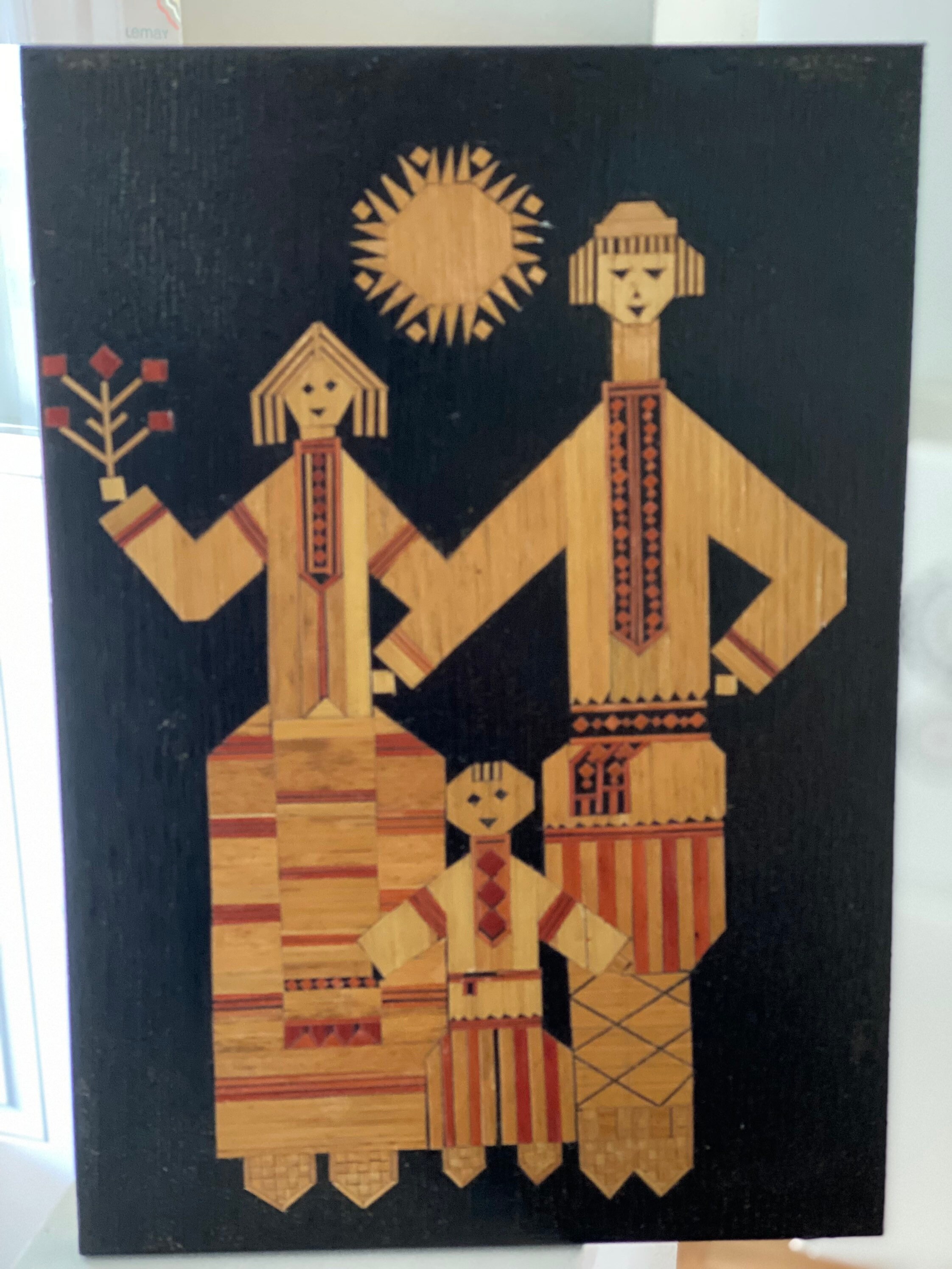 Vintage Mid Century Modern USSR Russian Wood Straw Inlaid Wall - Etsy