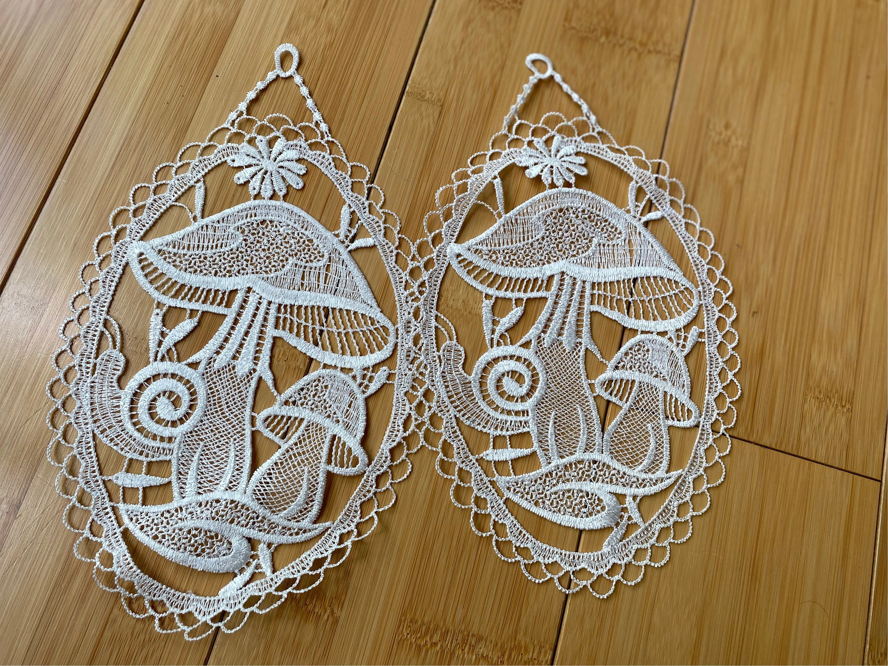 Pair of Vintage Macramé Crochet Lace Window or Wall Hangings Eastern ...
