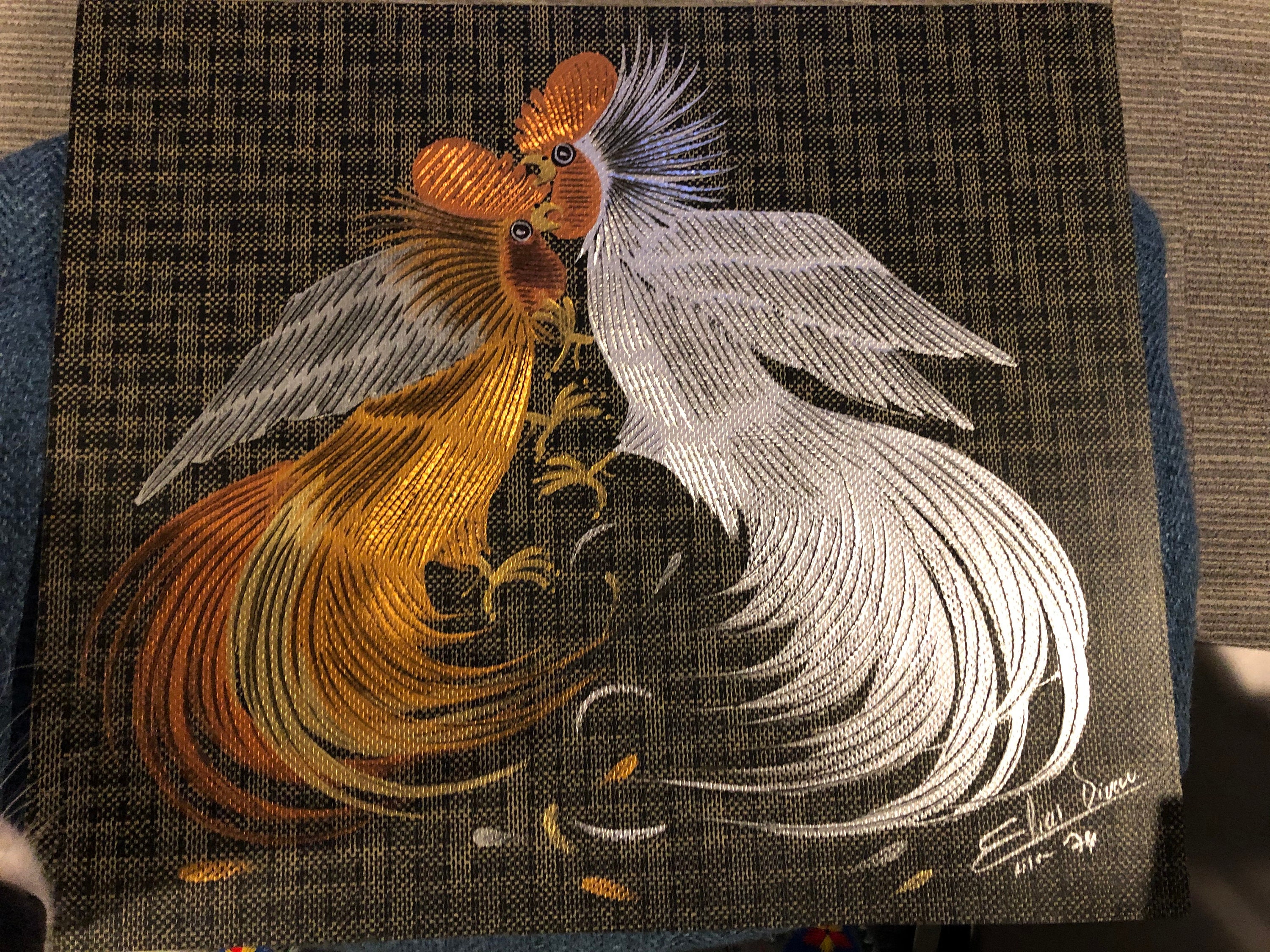 Elias Divan Brazilian Artist Fighting Roosters Print Signed Original ...