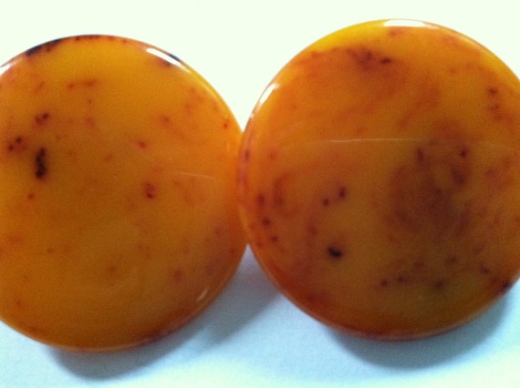 Mid Century Modern Orange Amber Bakelite Clip ons Ear… - Gem