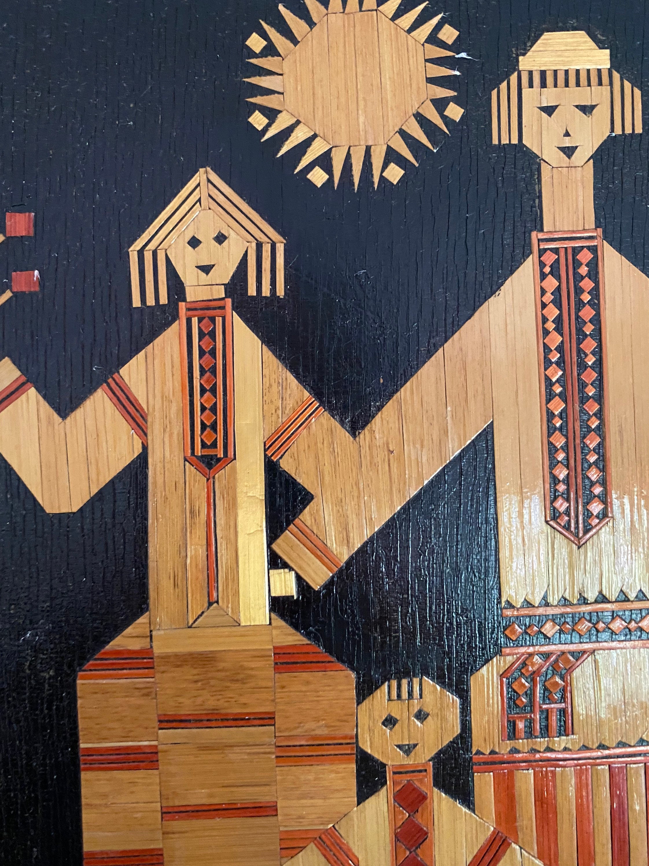 Vintage Mid Century Modern USSR Russian Wood Straw Inlaid Wall - Etsy