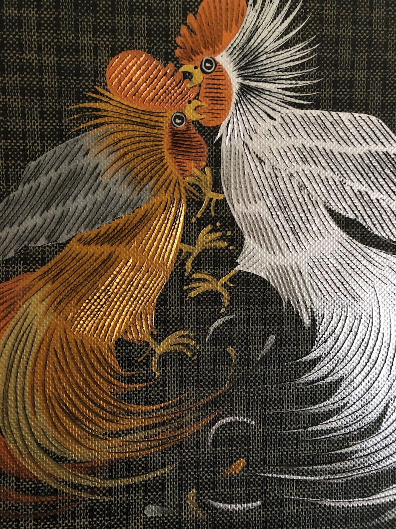 Elias Divan Brazilian Artist Fighting Roosters Print Signed - Etsy