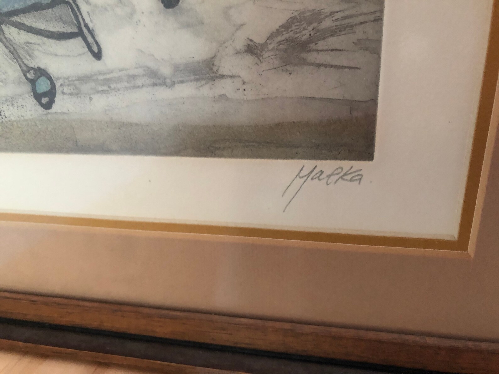 Framed Original Colored Etching Print Signed and Numbered 58/150 With ...