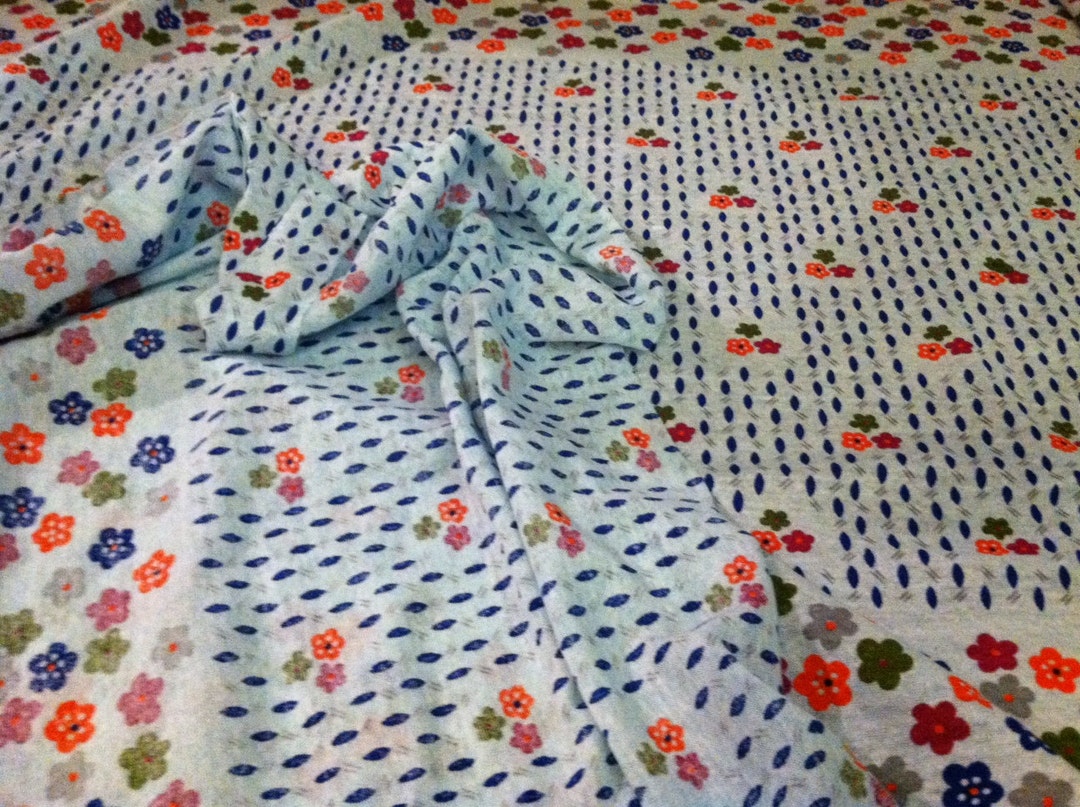 Vintage Mid Century Modern Fabric Cotton Blend or Jersey -- Flowers - Etsy