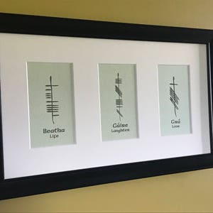 Ogham Life Laughter Love beatha Gáire Grá Framed & Matted - Etsy