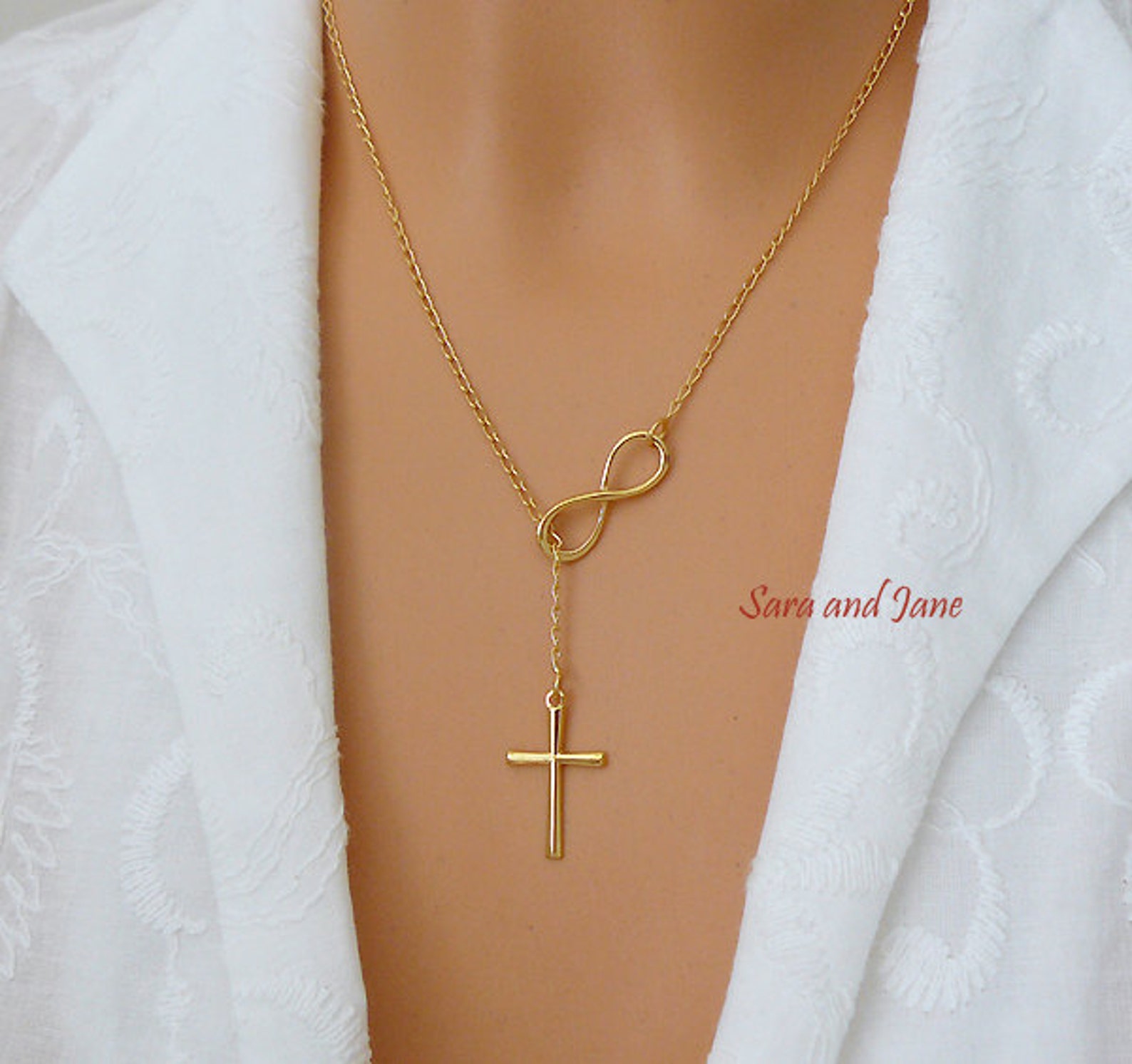 GOLD Cross and Infinity Necklace Gold Vermeil Infinity Cross - Etsy