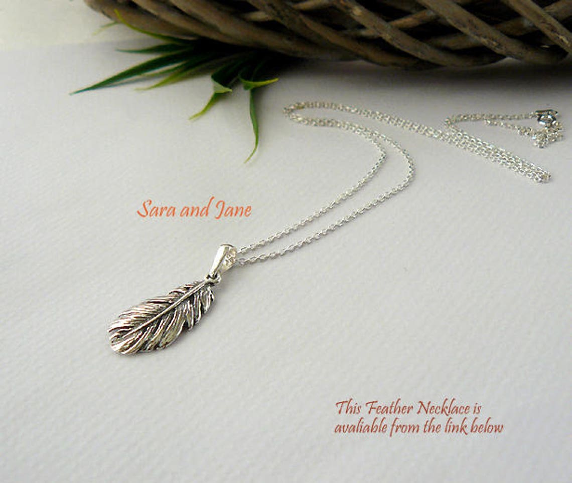 Feather Necklace - Long Necklace - Long Feather Necklace - Sterling ...