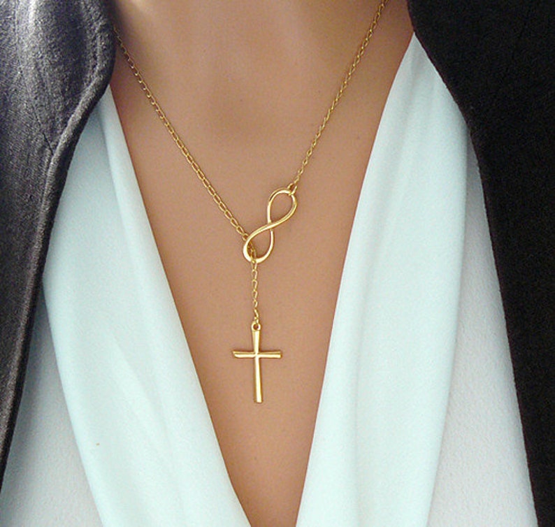 GOLD Cross and Infinity Necklace Gold Vermeil Infinity Cross - Etsy