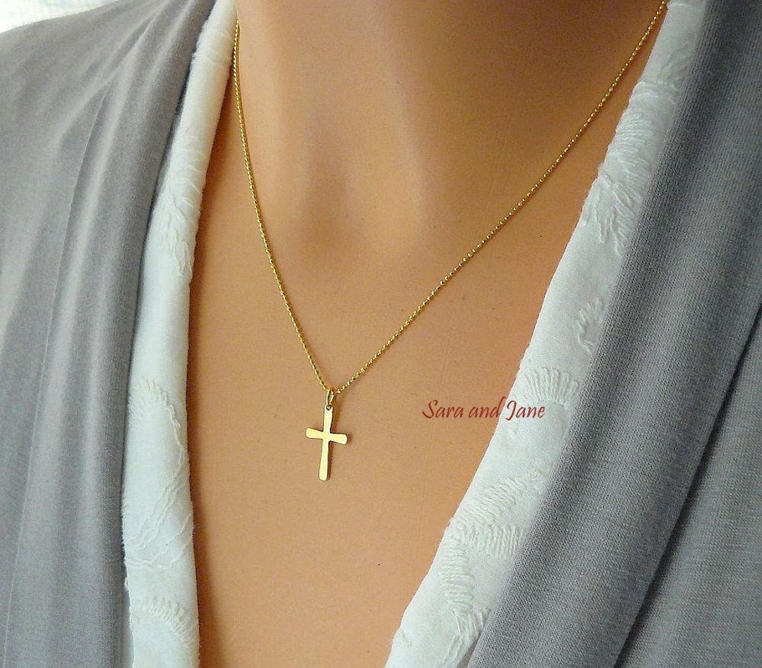 Tiny Gold Cross Necklace /yellow Gold Cross Silver Cross - Etsy