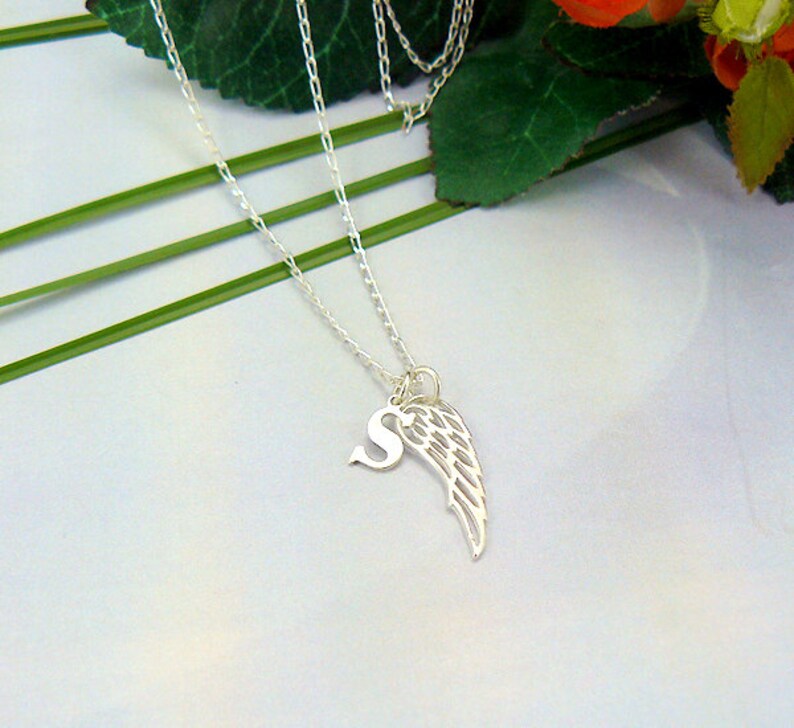 Personalized Angel Wing Necklace Initial Necklace Best - Etsy