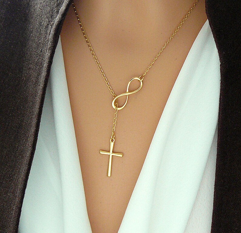 GOLD Cross and Infinity Necklace Gold Vermeil Infinity Cross - Etsy