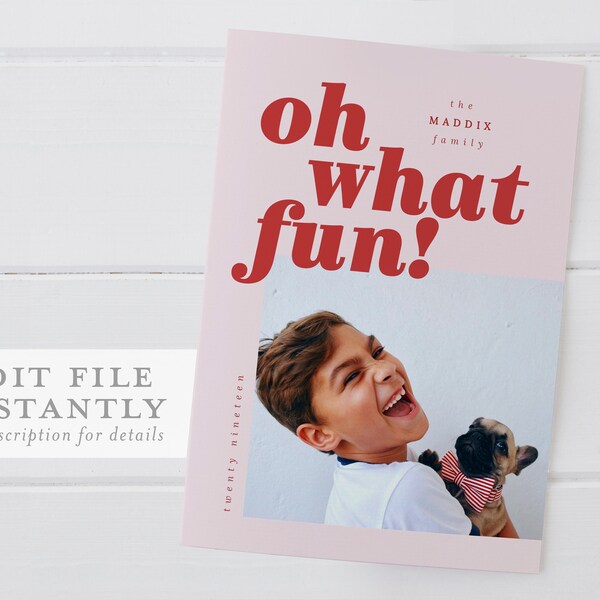 Oh What Fun Photo Card Template - Etsy