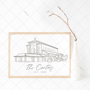 St. Benedict Parish in the Philippines Venue Illustration Line Drawing ...