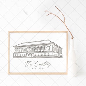 Boston Public Library Venue Illustration Line Drawing - PDF & PNG ...