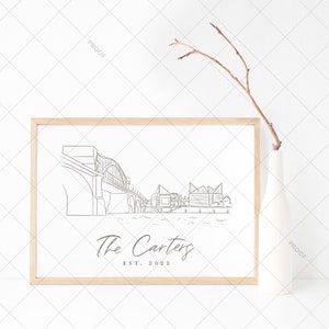 Chattanooga Skyline Illustration Line Drawing - PDF & PNG Digital ...