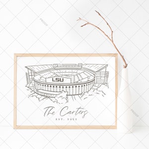 LSU Tiger Stadium in Baton Rouge Venue Illustration Line Drawing - PDF ...