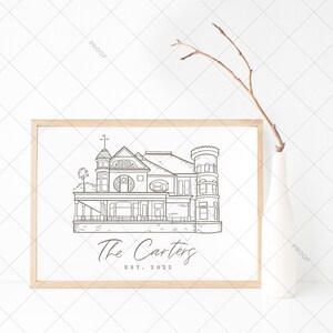 Newhall Mansion in Piru, California Venue Illustration Line Drawing ...