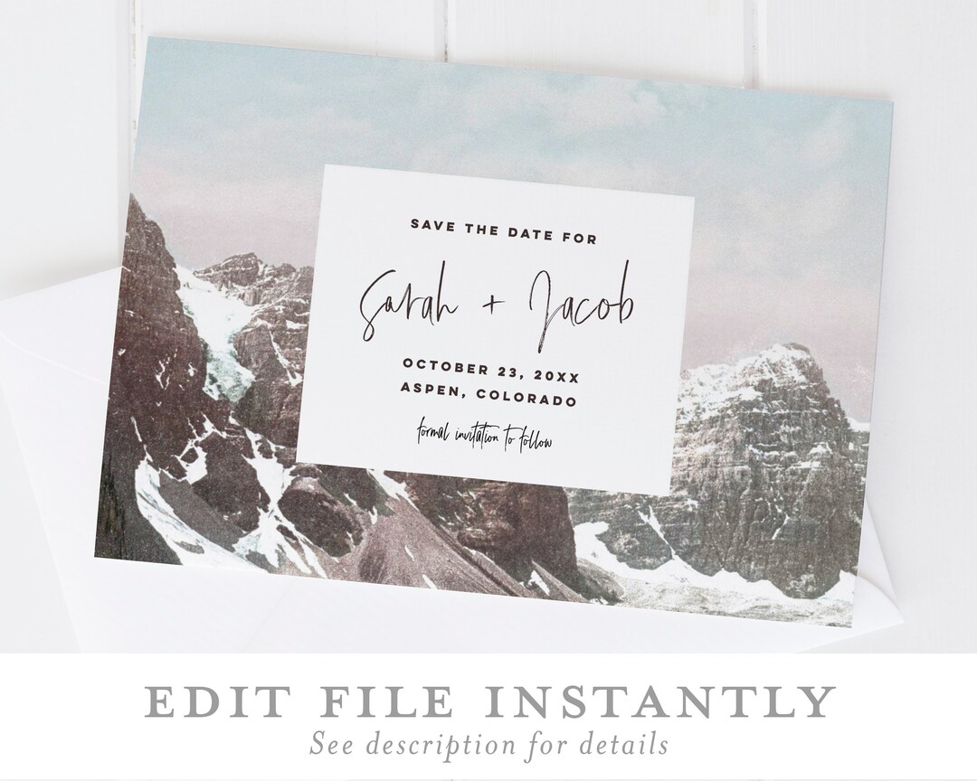 Mountain Save the Date Instant Download Editable and Printable via ...